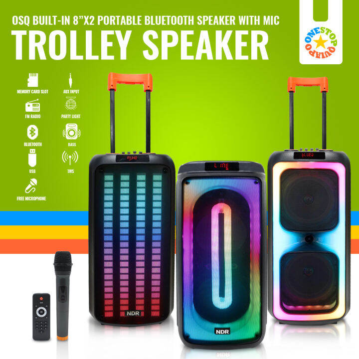 OSQ NDR-1088|1097 |1098 Portable Rechargeable Bluetooth Party Trolley ...