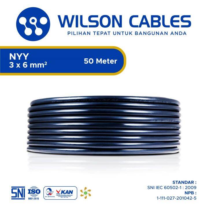 Kabel NYY 3x6 mm2 50 Meter Hitam / Kabel Listrik Tembaga Wilson Cables | Lazada Indonesia