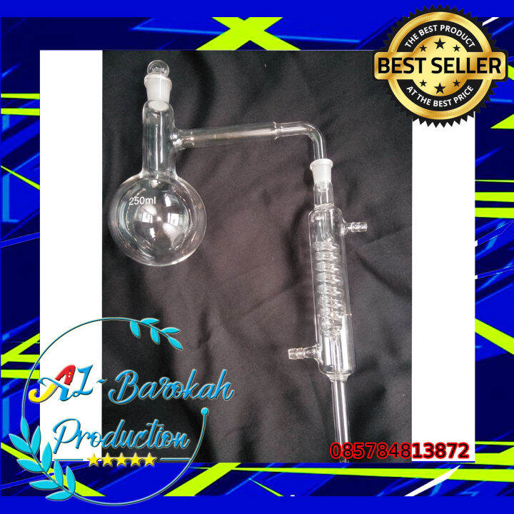 BEST SELLER ALAT DESTILASI 250ML LENGKAP DENGAN KONDENSOR SPIRAL UNTUK ...