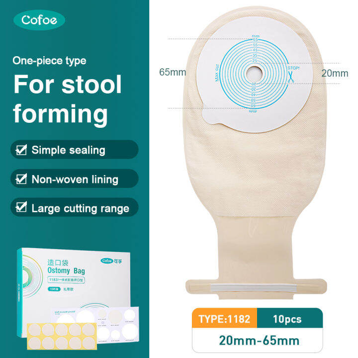 Cofoe 10ชิ้นกระเป๋ากระเป๋า Stoma Colostomy หนึ่งชิ้นกระเป๋าออสโตมีใช้งานได้ระบายน้ำได้ตัดขนาด20 ...