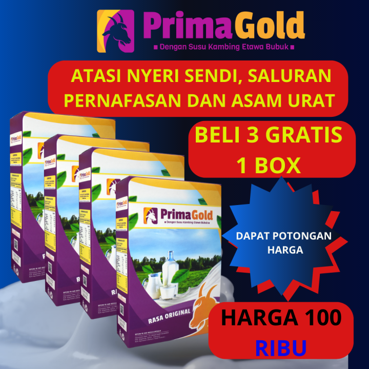 4 Box Prima Gold Susu Kambing Etawa Bubuk Terlaris Original Atasi Sesak ...