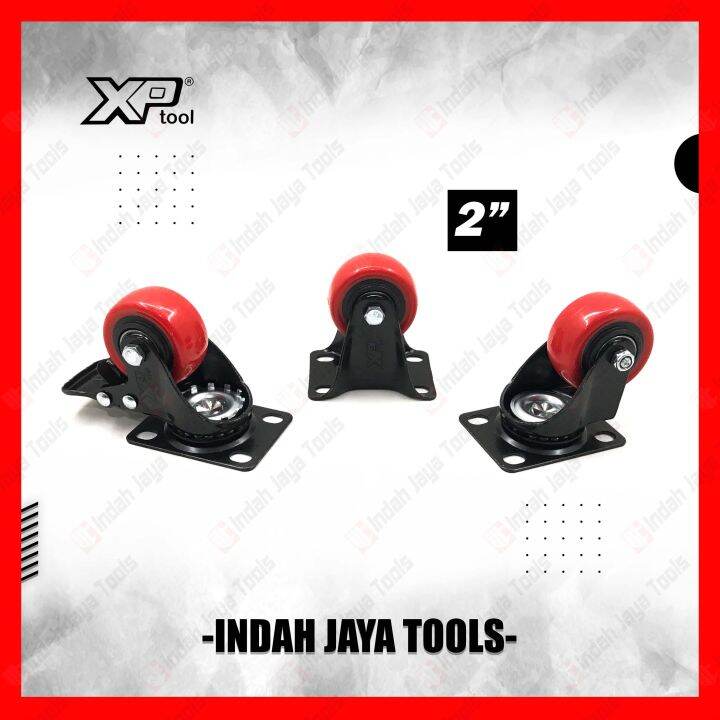 XP TOOL Roda Caster 2 Inch HIDUP MATI REM Troli PVC PU MERAH | Lazada ...