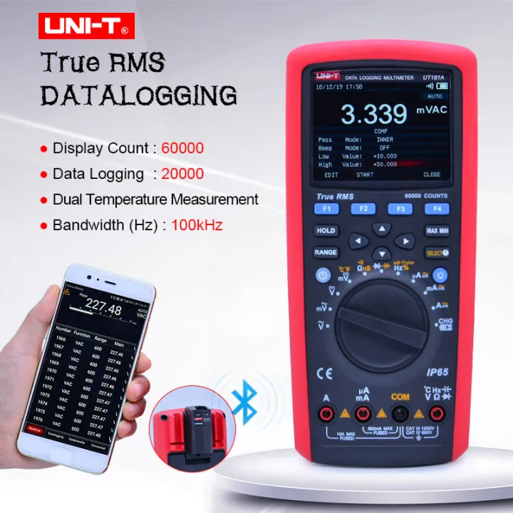 UNI-T UT181A ดิจิตอลข้อมูลมัลติมิเตอร์สมาร์ท True RMS Auto Range Dual ...