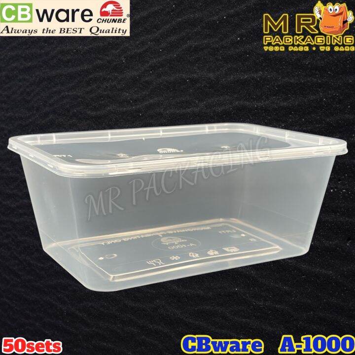 CB A1000 Rectangular Container With Lid [ 50sets± ] 1000ml Disposable Plastic Box - CBware ...