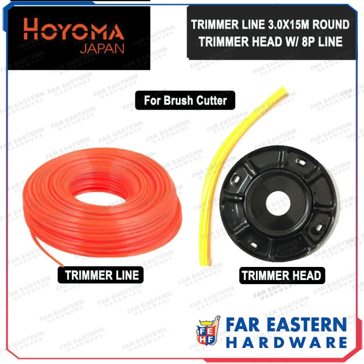 HOYOMA Trimmer Line 3.0mm x 15M / Trimmer Head w/ 8p Line Nylon for Grass Brush Cutter HYVAR ...