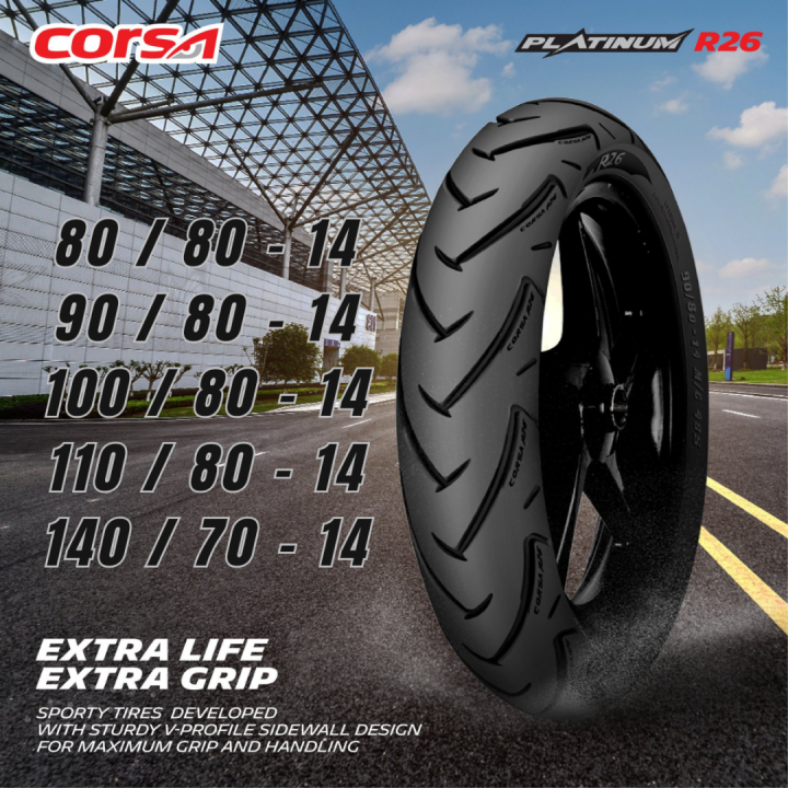 Corsa Platinum R26 Tubeless Size 14 Motorcycle Tire Mio Click Aerox ...