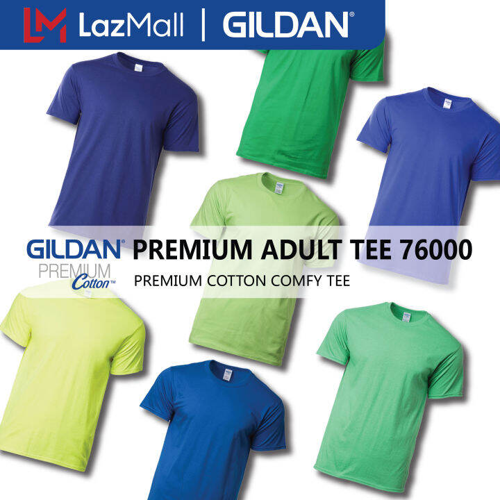 GILDAN Premium Cotton 76000 180GSM Cotton Unisex T-Shirt Best Men Women ...