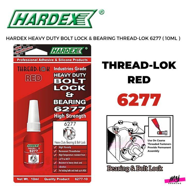 HARDEX HEAVY DUTY BOLT LOCK & BEARING THREAD-LOK 6277 (10ML) | Lazada