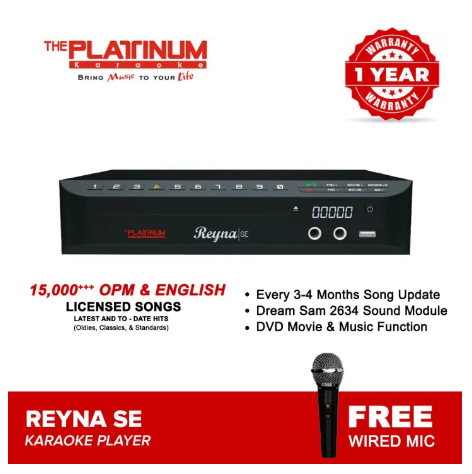 The Platinum Karaoke Reyna SE Player 21,000+ songs with Free Wired Microphone | Lazada PH