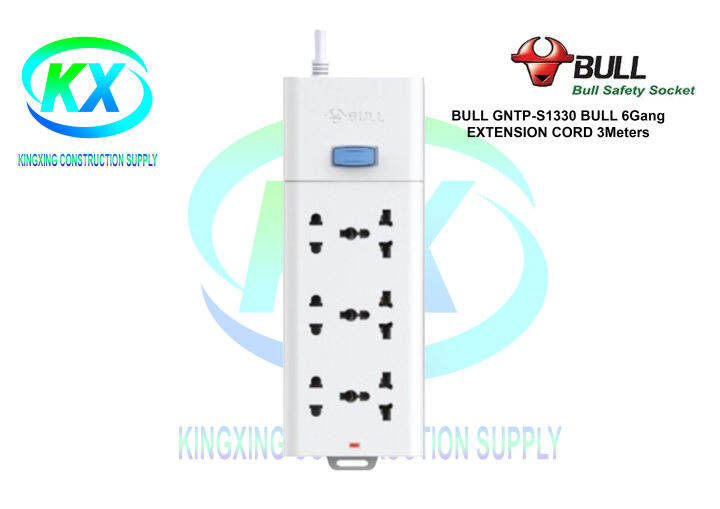 BULL GNTP-S1330 BULL 6Gang EXTENSION CORD 3Meters | Lazada PH