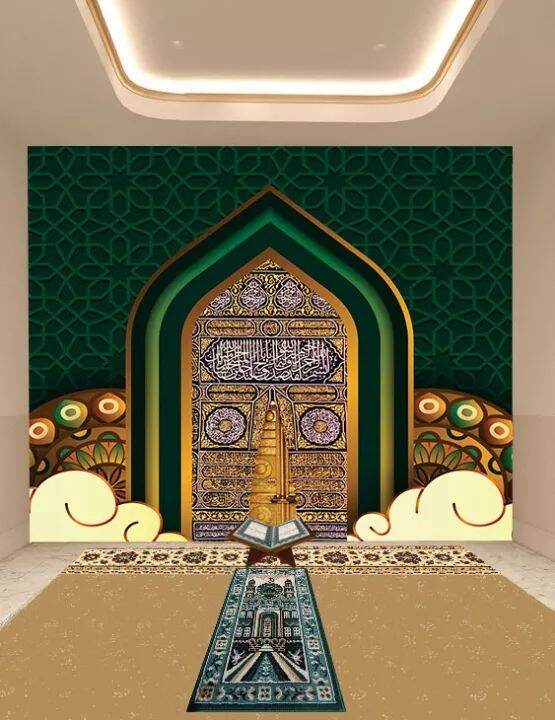 Cetak wallpaper dinding 3d visual motif islami, wallpaper 3d islami ...