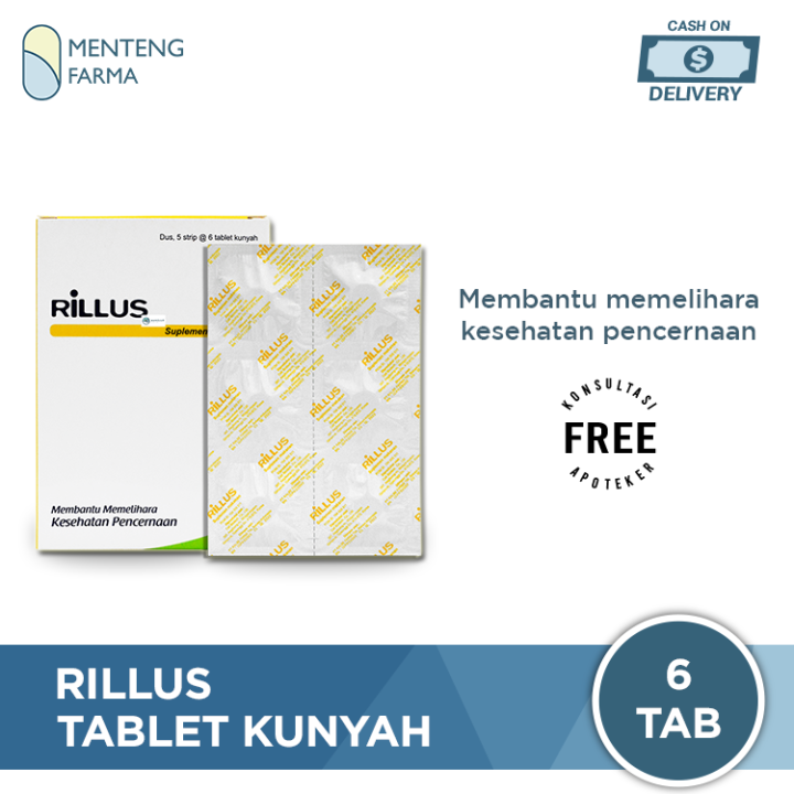 Rillus Strip 6 Tablet - Suplemen Pencernaan, Diare, Sembelit, Kolik ...