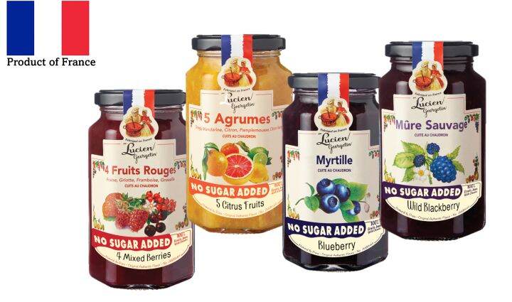 Lucien NO ADDED SUGAR Natural Fruit Jam 300gm ( Blueberry, 4 Mixed ...