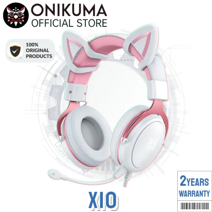 Onikuma X10 Pink Cute Cat Ears RGB Head-Mounted PC Gaming Headset RGB ...