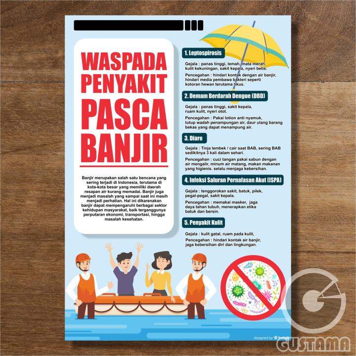 Poster Cegah Banjir, Penyakit Pasca Banjir, Poster Promosi Kesehatan ...