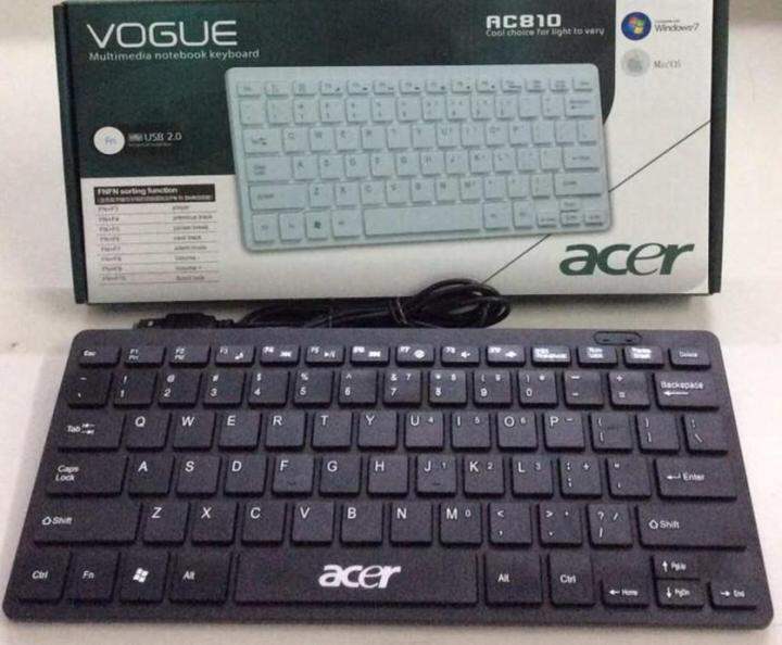 Acer Mini Wired USB Keyboard For Notebook Laptop PC Computer Black ...