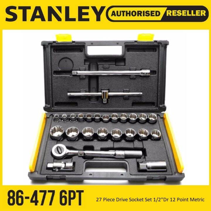 Stanley-86-477 27 Piece Drive Socket Set 1/2"Dr 6 Point Metric | Lazada