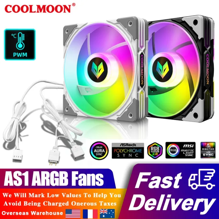 COOLMOON AS1 Computer Chassis Fan 120Mm ARGB Liquid Bearing 5V 3-Pin ...