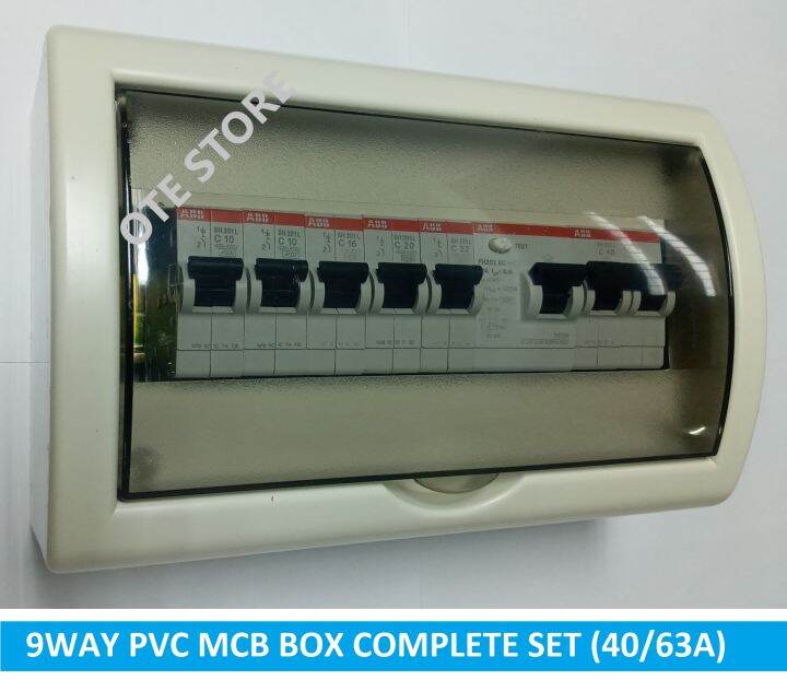 9WAY PVC MCB BOX COMPLETE SET (40A / 63A) (ABB) | Lazada