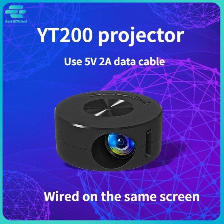 YT200 Mini Portable Projector Outdoor Home Rechargeable Projector Phone iOS Android Projection ...