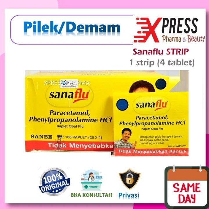 ⚡XPRESS⚡ Sanaflu STRIP isi 4 Tablet Obat Pilek Alergi Flu Demam Pusing ...