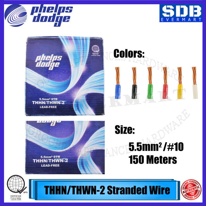 Phelps Dodge THHN/THWN-2 Stranded Wire 5.5mm/#10 (Per meter) | Lazada PH