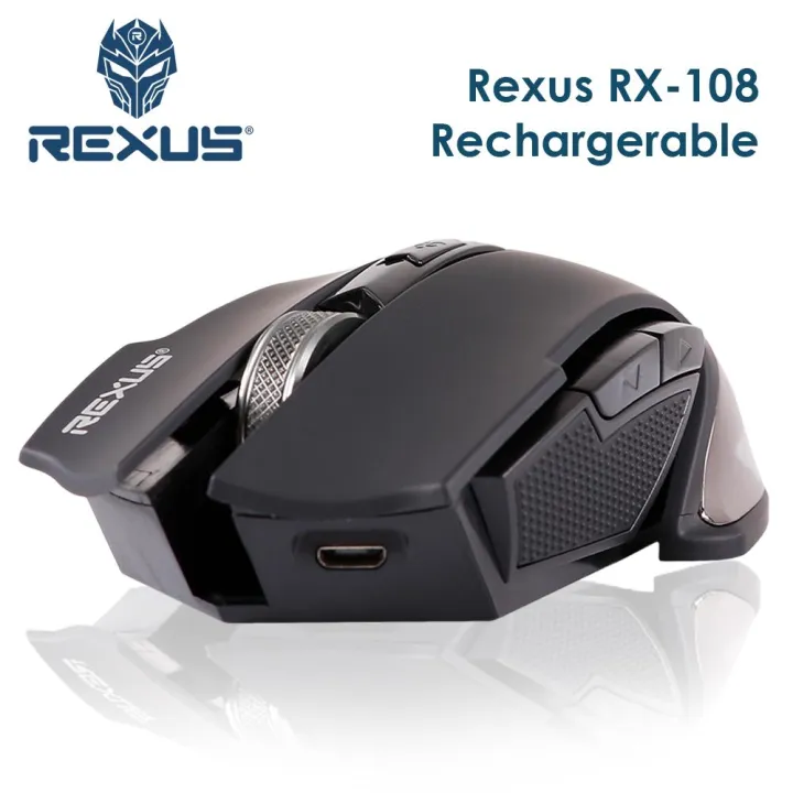 Rexus RX-108 Mouse Gaming Wireless Rechargerable - Hitam | Lazada Indonesia