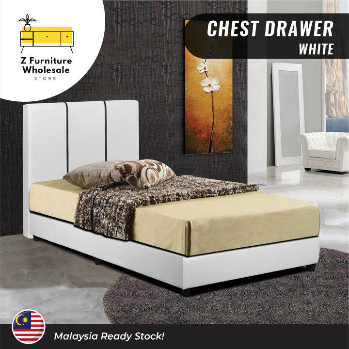 Single PVC Leather Upholstered Modern Bed Divan with Base & Headboard ...
