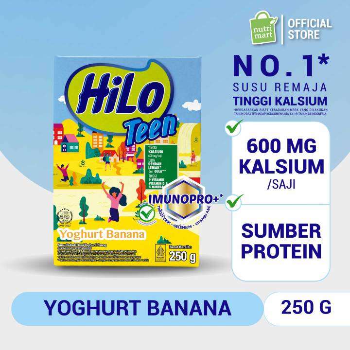 HiLo Teen Yoghurt Banana 250g - No 1 Susu Remaja Tumbuh Tinggi Kalsium ...