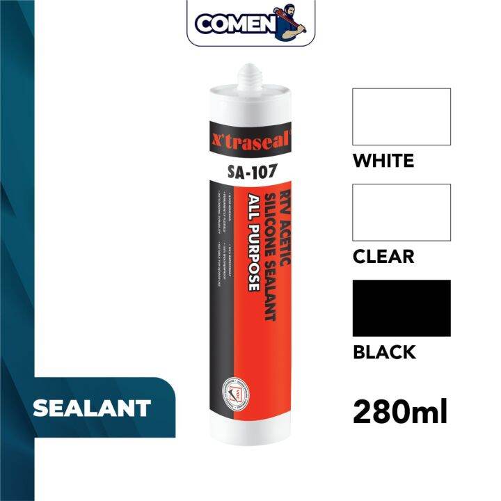 XTRASEAL SA-107 RTV Acetic Silicone Sealant 280ml All Purpose Versatile Grade SA107 Acetic Glass ...