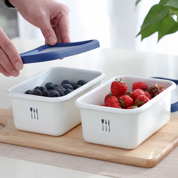 Japan enamel crisper enamel office lunch box refrigerator food sealed ...