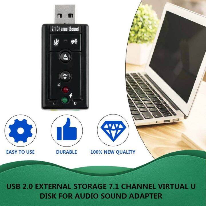 USB 2.0 to 3.5mm Jack Audio Adapter 3D Virtual Audio Sound Card Adapter 7.1 Channel 5.1 Channel ...