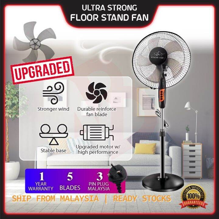 2022 2022 Ultra Strong Floor Stand Fan 16 Inch 5 blades 3 Speed Mode Kipas Berdiri Angin Kuat ...