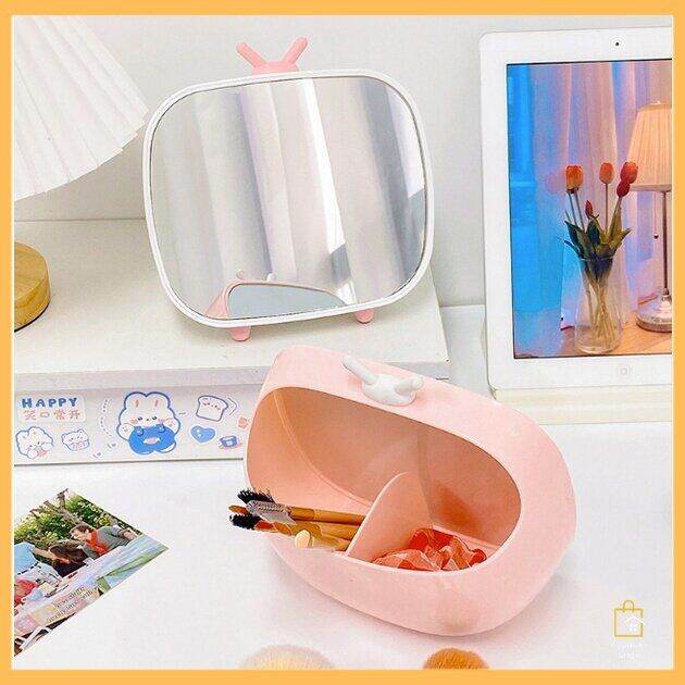 กระจกแต่งหน้า ที่เก็บแปรงแต่งหน้า กระจกน่ารัก P591 | Lazada.co.th