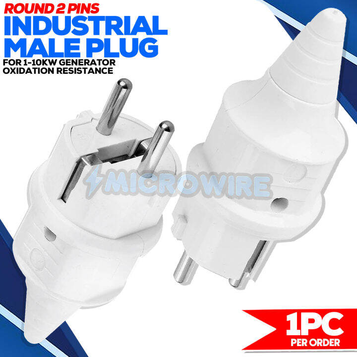Industrial Socket Male Plug 2 Round Pins 220-250V 16A Electrical ...