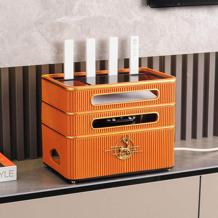 Large three-layer wireless wifi router light cat storage box desktop ...