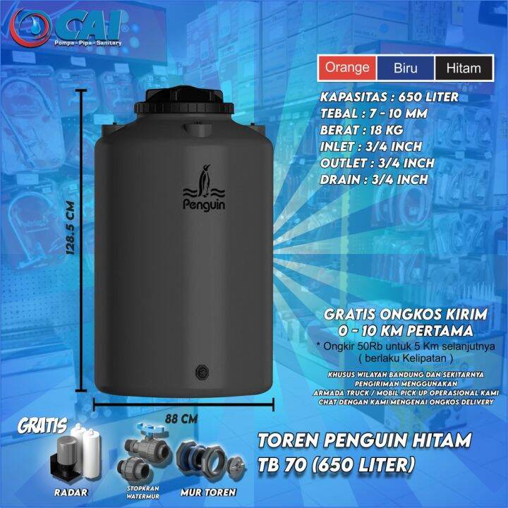 TOREN TANGKI AIR - PENGUIN - TB70 - 650 LITER - HITAM | Lazada Indonesia