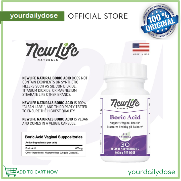 NewLife Naturals - Medical Grade Boric Acid Vaginal Suppositories ...