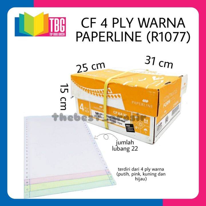 1 BOX CF 4 PLY WARNA PAPERLINE / CONTINUOUS FORM / KERTAS KASIR ...