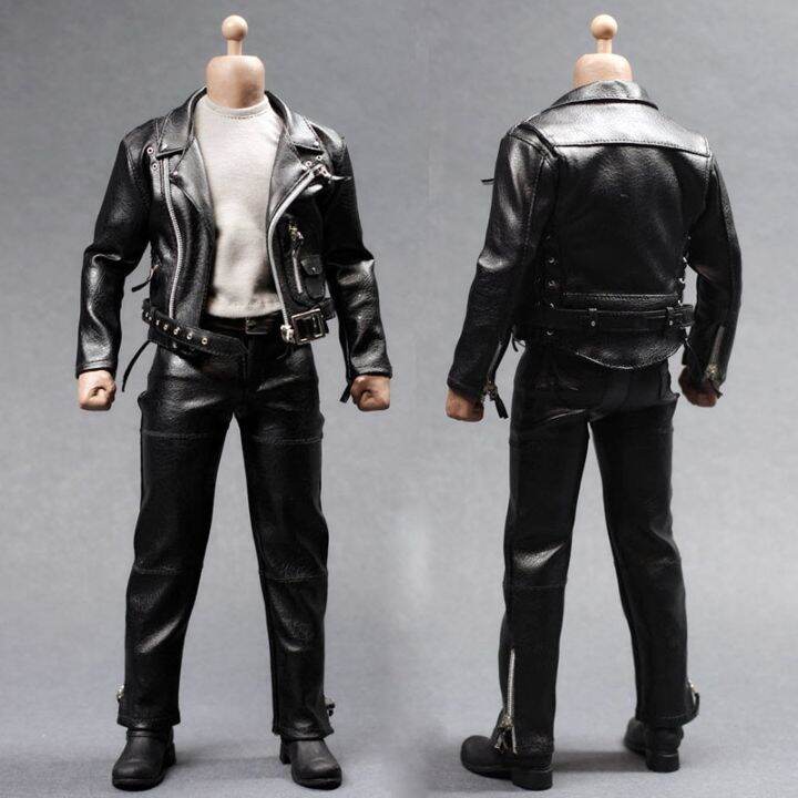 Tbleague 1/6 Scale Leather Black Jacket Suit Set Arnold Punk Locomotive ...