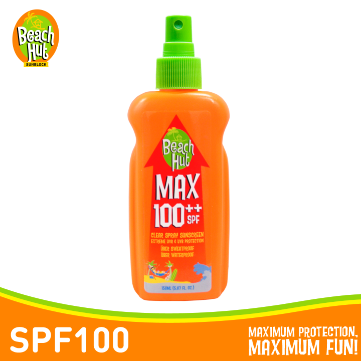Beach Hut Sunblock MAX SPF 100 ++ Clear Spray Body Sunscreen 150mL ...