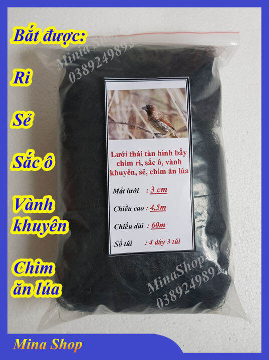 lưới bẫy chim lưới tàn hình lưới 3 phân 60m bắt chim ri chim sẻ chim ...