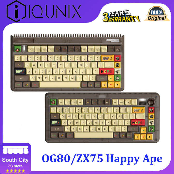 OG80 IQUNIX/ZX75แฮปปี้ Ape ไร้สายบลูทูธคีย์บอร์ดแบบกลไกไฟ RGB สลับร้อน ...