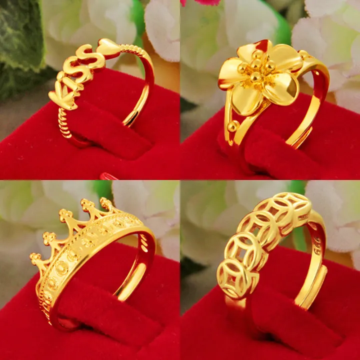 DQ Jewelry 18K Gold Ring Rings for Women Flowers Crown Copper Coin ...