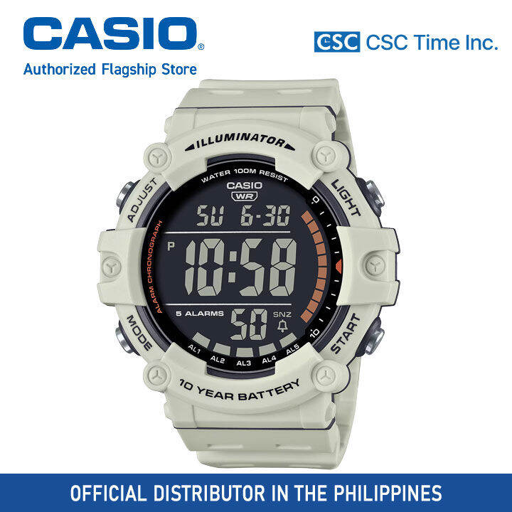 Casio (AE-1500WH-8B2VDF) Resin Strap 100 Meter Dual Time 10 Year ...