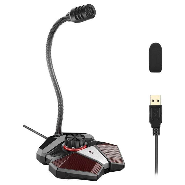 Popu·Pine USB Computer Microphone,with Mute Button,Volume Control&LED ...