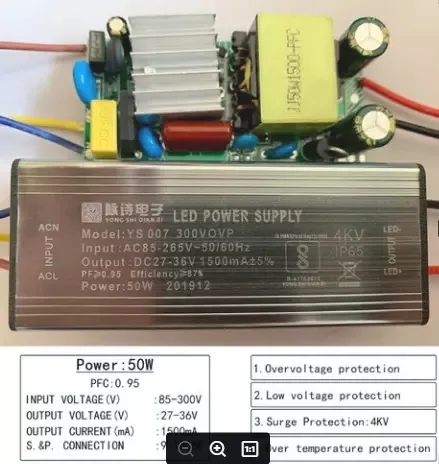 LED Driver 50W 1500mA 220V ไดร์เวอร์หม้อแปลงไฟ Led 50 W แบบภายนอก (0431 ...