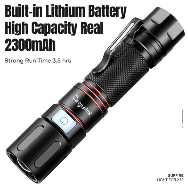 Supfire X60 Lampu Suluh Terang LED Zoomable Torchlight Rechargeable ...