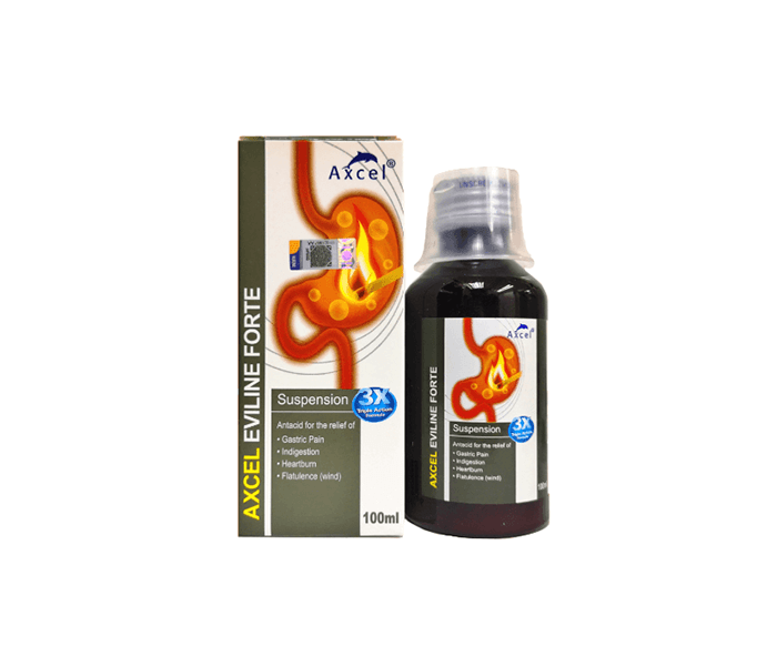 Axcel Eviline Forte Suspension (100ml) Used for Gastric Pain ...