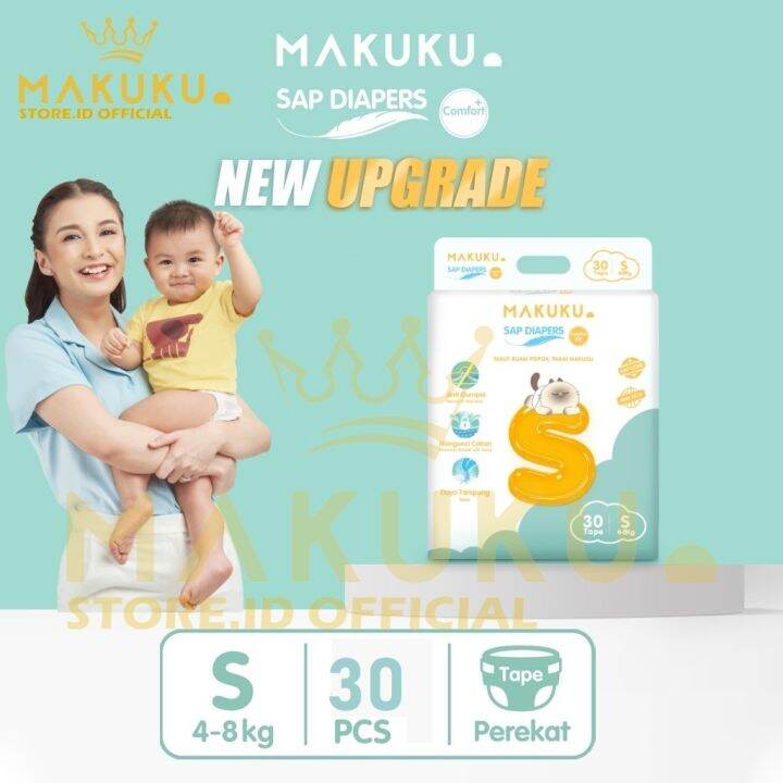 MAKUKU COMFORT FIT S-30 SAP DIAPERS TAPE | Lazada Indonesia